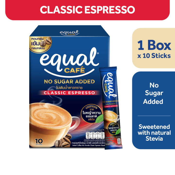 Equal Cafe Classic Espresso, 3-IN-1 Coffee Mix 10 Sticks - 1 Box ...