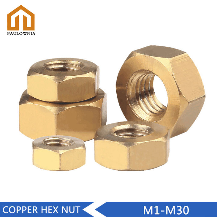 M2 Screw Solid Brass Full Hex Nuts – Metric Sizes M2 To M20 For Bolts ...