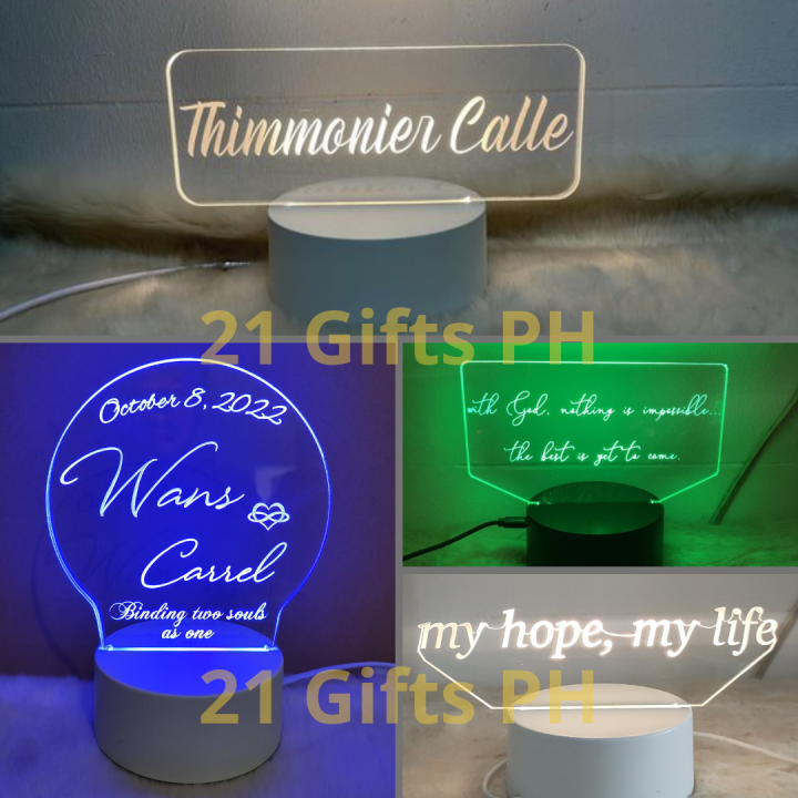 Customized Name, Text, Quote Acrylic LED LAMP personalized desk table ...