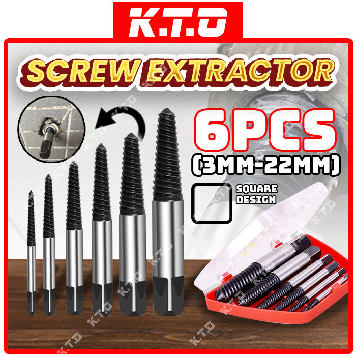 6Pcs Screw Extractor Bolt Screwdriver Removal Drill Bits Tool Set 3MM ...