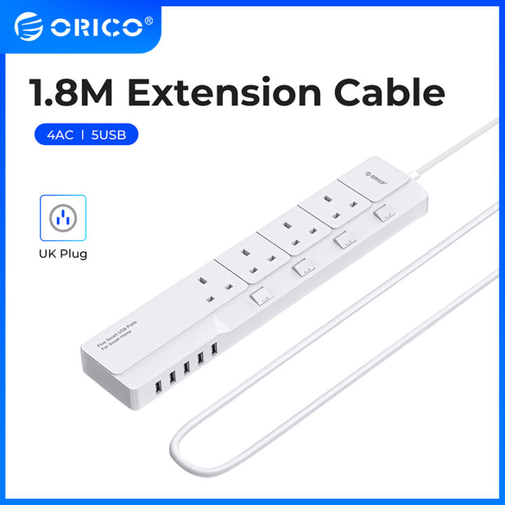 ORICO Power Strip with Sub-control Switch 4AC Outlets 5 USB Ports Smart ...