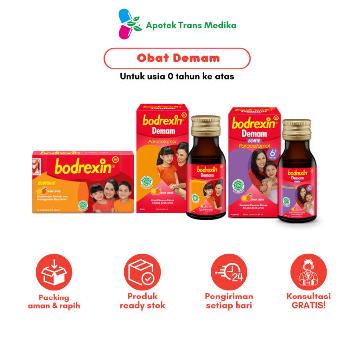 Bodrexin Tablet Demam/ Sirup / Sirup Forte untuk demam dan sakit gigi ...