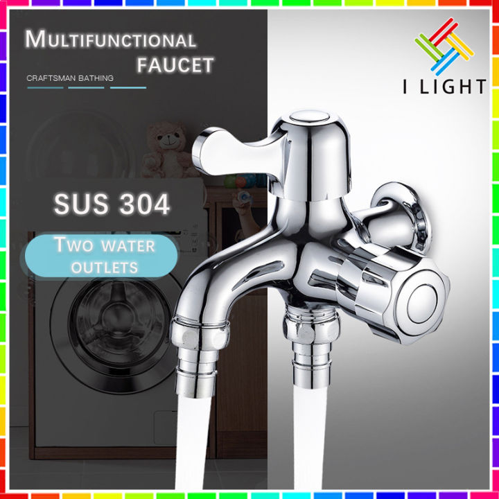（Fast Delivery）Stainless Steel 1 in 2 out Head Two Way Water Washer Tap ...