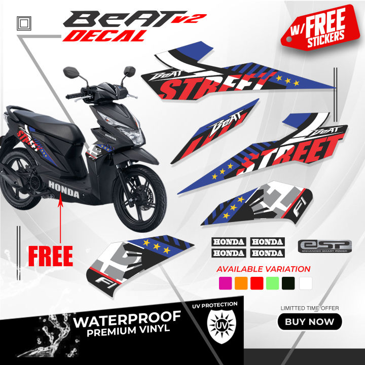 Honda Beat Fi V2 Decal: Stock Design, Waterproof Sticker, Laminated for ...