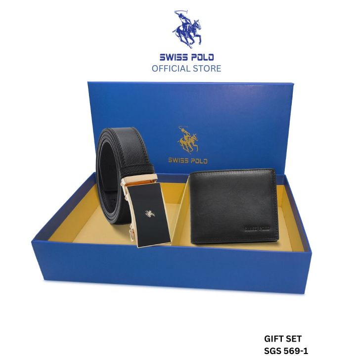 SWISS POLO Men's Wallet And Belt Gift Set Box BLUE SGS 569 | Lazada PH