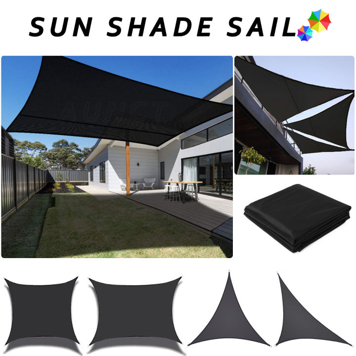 Black Rectangle Waterproof Sun Shade Sail Awning Canopy Triangle Back ...