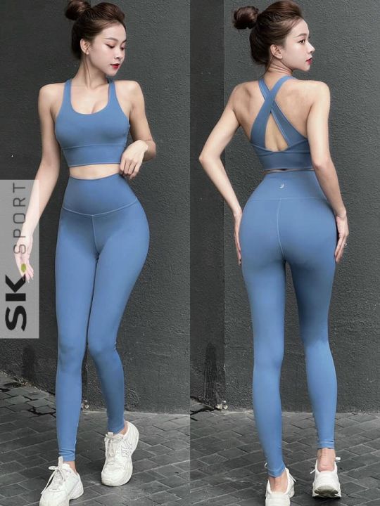 Set ichi bộ tập Gym, Yoga, Aerobic thun lạnh bra dây chéo | Lazada.vn