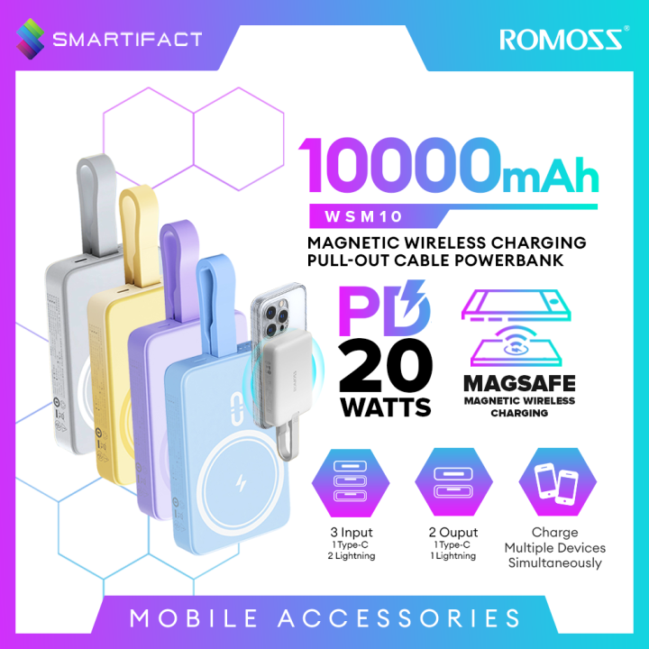 【New Arrival】Romoss WMS10 Popsicle Magsafe Powerbank 10000mAh PD20W ...