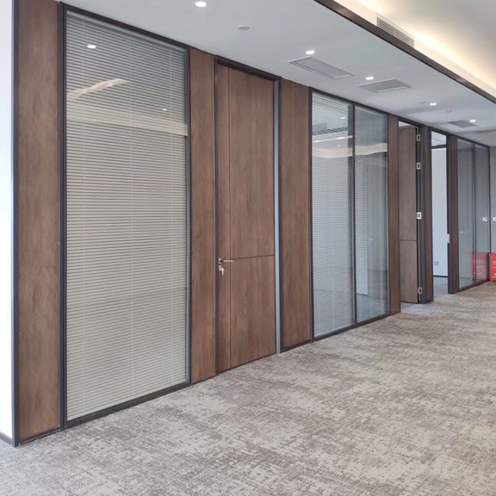 Office fireproof tempered glass partition wall sound insulation frosted ...