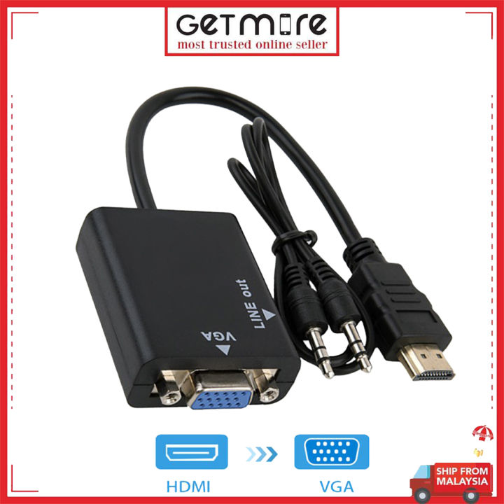 HDMI Male to VGA female Conveter Cable HD 1080P Adapter with Audio ...