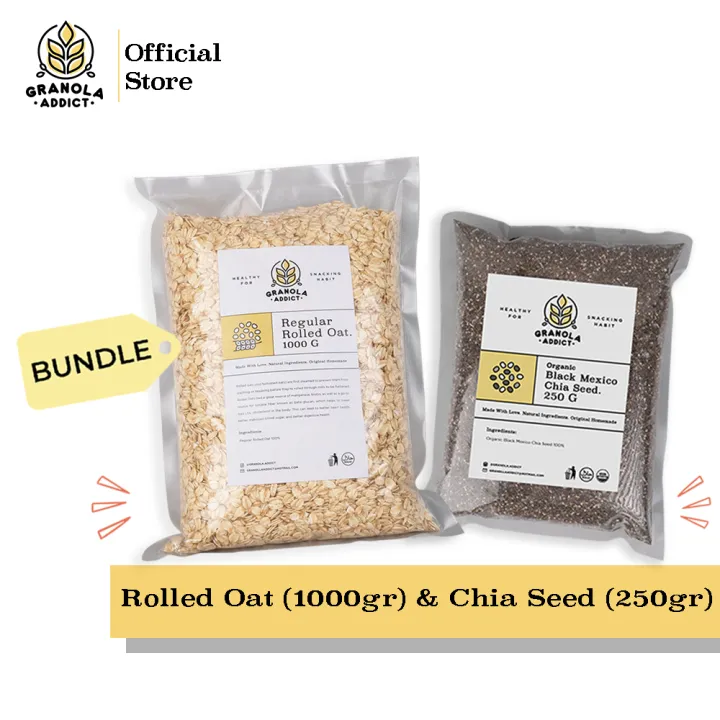 Granola Addict - Rolled Oat / Gandum Utuh / Gandum Kasar 1KG - Black ...