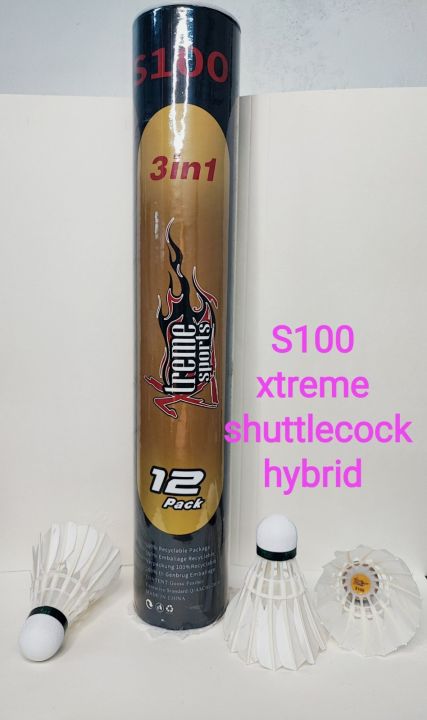 XTREME S100 Hybrid Feather Badminton Shuttlecock 12 pcs/tube for ...