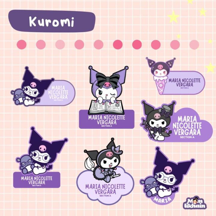 Cute Sanrio Name Labels Stickers Cinnamonroll Kuromi Hello Kitty Melody ...