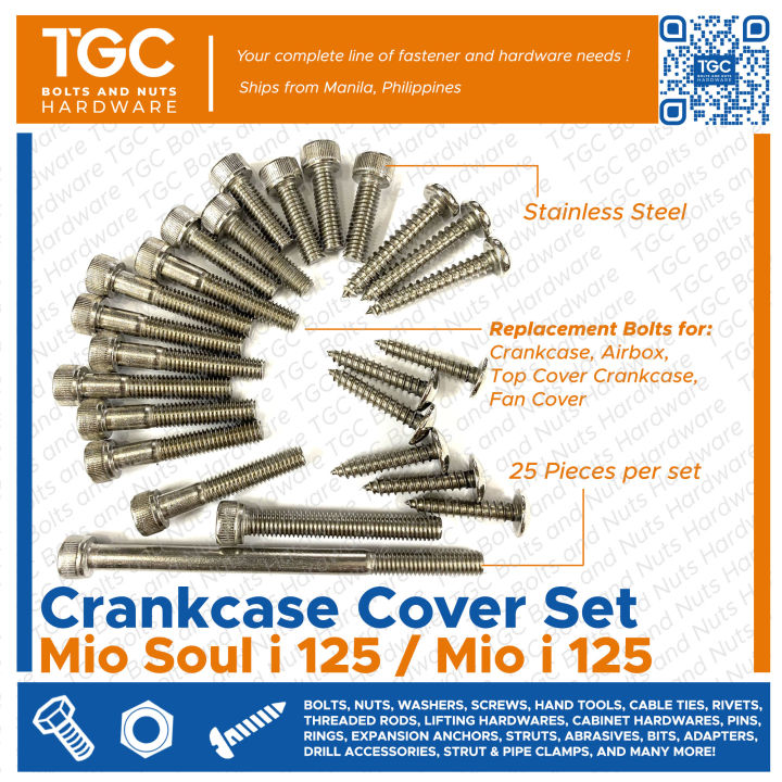 TGC Stainless Crankcase Cover set - Yamaha Mio i 125 / Mio Soul i 125 ...
