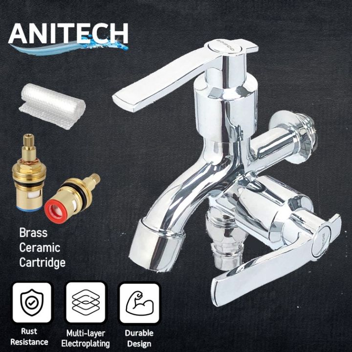 ANITECH Washing Machine/Bathroom Two Way Tap Wall Mounted Faucet Two ...