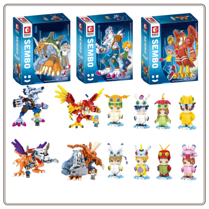 SEMBO BLOCK Digimon Assembling Buildings Blocks Battle Greymon Agumon ...