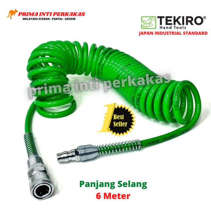 TEKIRO Recoil Hose 6 Meter - Selang Angin Kompresor Spiral - Hijau ...