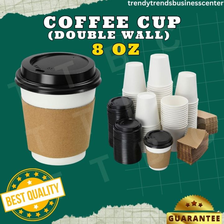 [50 PCS] 8 oz KRAFT DOUBLE WALL COFFEE PAPER CUPS GOOD QUALITY ...