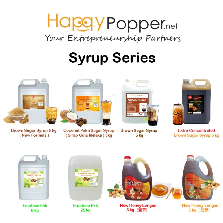 HAPPYPOPPER Brown Sugar Syrup Lemon Fruit Honey Longan 3kg 3 kg Gula Merah Perang Sirap Milk Tea ...