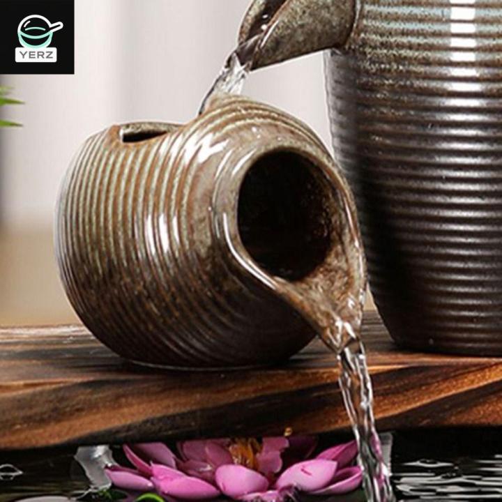 YERZ Top Opening Circulating Water Clay Pot Flower Pots Decorative Open ...