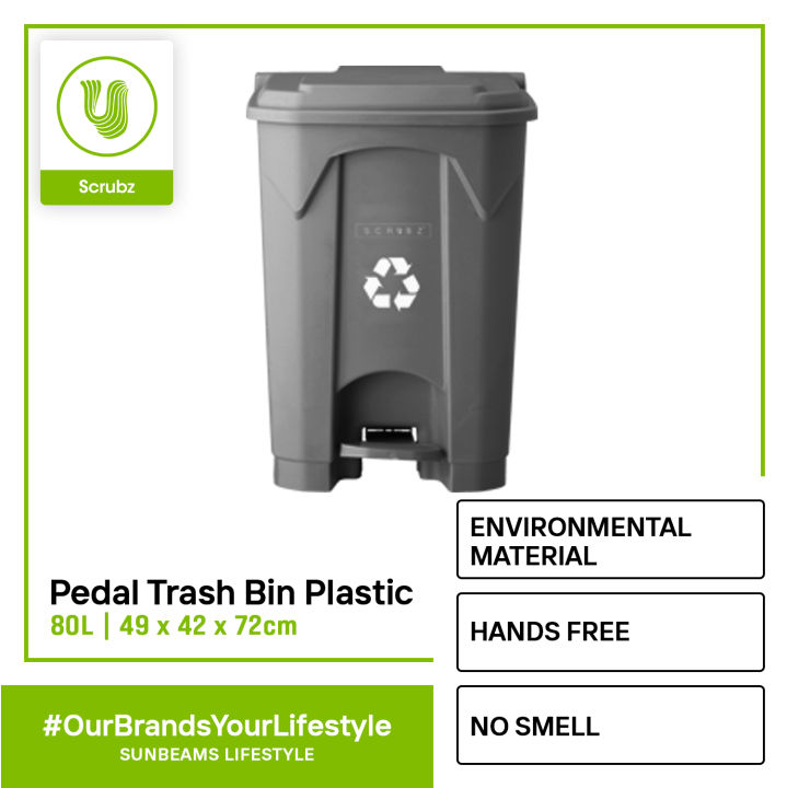 SCRUBZ Premium 80L Pedal Trash Bin Garbage Bin Waste Bin Recyclable ...