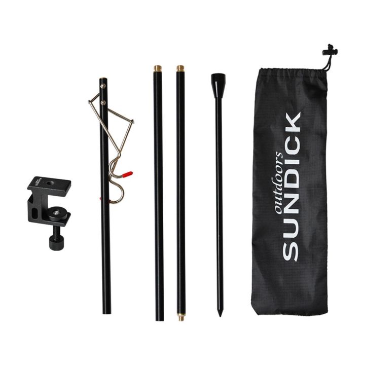 Black Portable Light Pole Sundick Tray Lantern Stand Camping Table Lamp ...