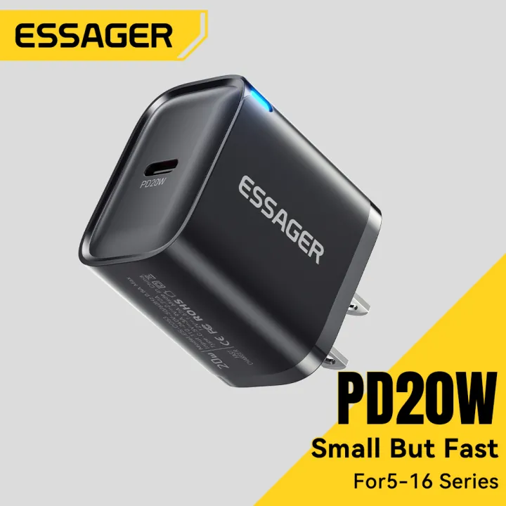 Essager PD 20W Charger Mini Type C Portable Travel Charger ABS ...