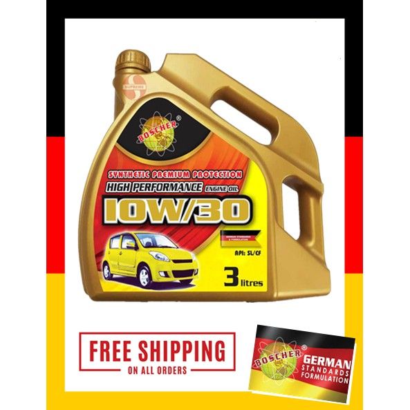 S2U Boscher 10W30 SL/CF Synthetic Engine Oil 3Liters Kancil Viva Kenari ...