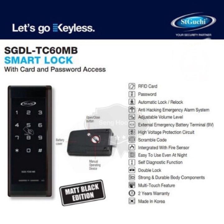 INCLUDES INSTALLATION TC60MB St Guchi Smart Digital Door Lock 智能数码锁 ...