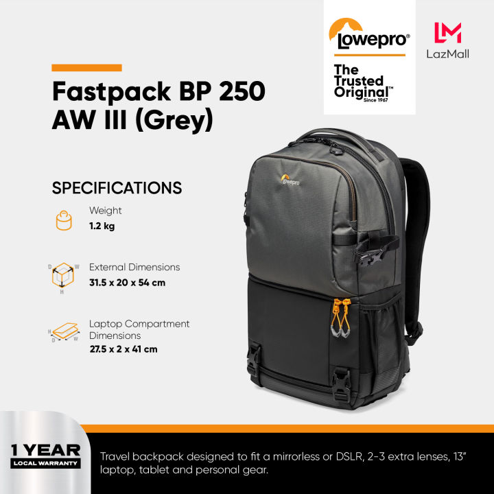 Lowepro Fastpack BP 250 AW III Camera Backpack Camera Bag For DSLR ...