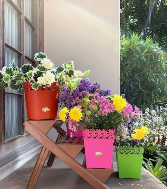 Pot Segi Bulat Korea Multifungsi 20 cm vas Tanaman Hias benih bibit ...