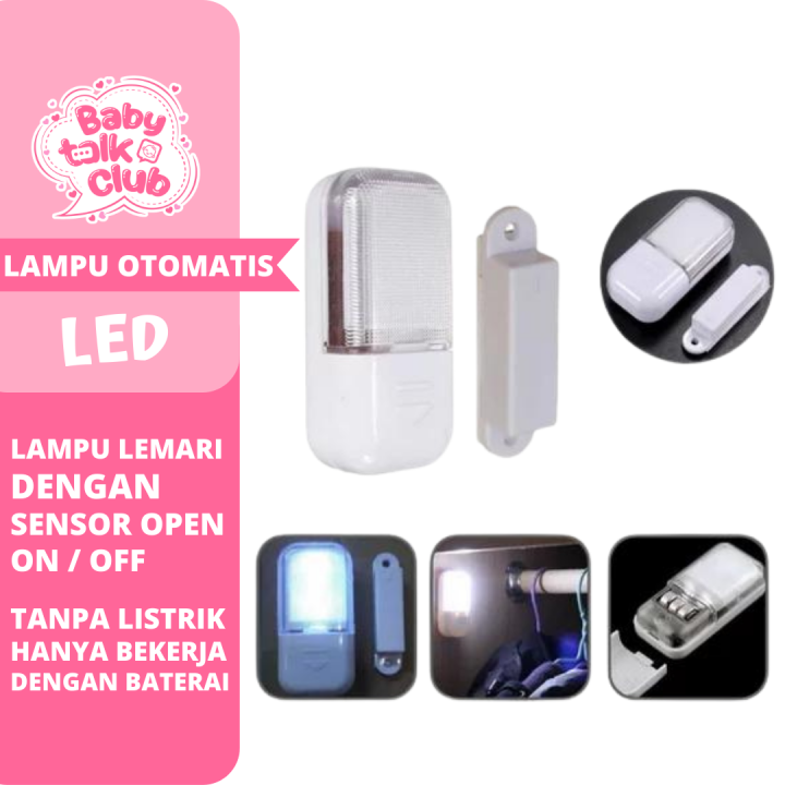 Lampu Lemari Mini LED Sensor Otomatis Penerangan Tempel ON OFF ...