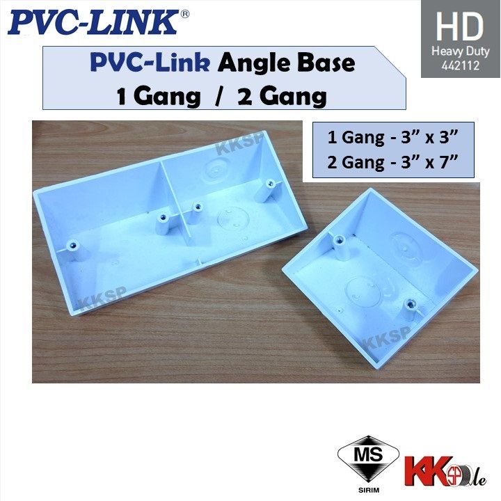 (Heavy Duty) PVC-LINK PVC Angle Base PVC Angle Box - 1 Gang 3" x 3" / 2 ...