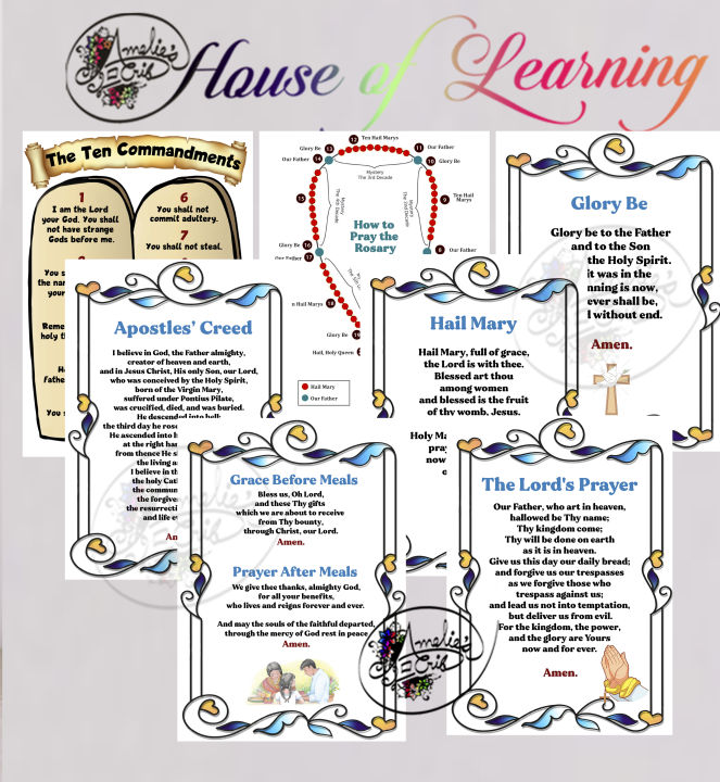 Bundle Prayers Religious Laminated Educational Charts (A4-size) Hail ...
