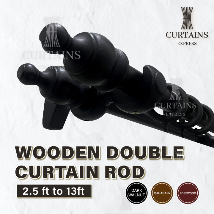Wooden Double Curtain Rod / Kayu Langsir / Curtain Rod / Wooden Rod ...