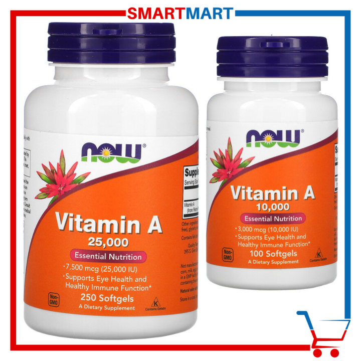 Now Vitamin A 10,000 IU / 25,000 IU 100 or 250 Softgels | Lazada
