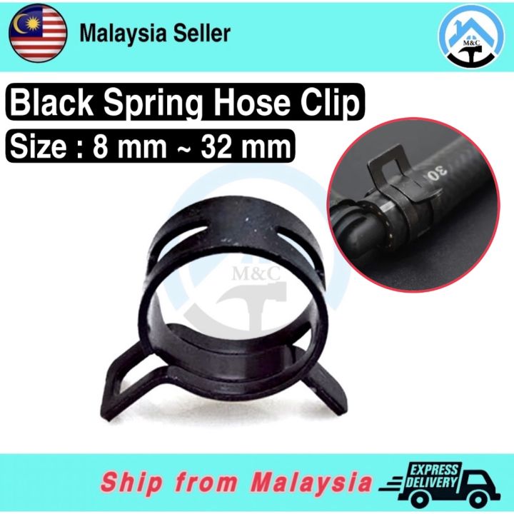 Black Spring Hose Clip Band Size: 8mm ~ 43mm, Type Hose Tube Tubing ...
