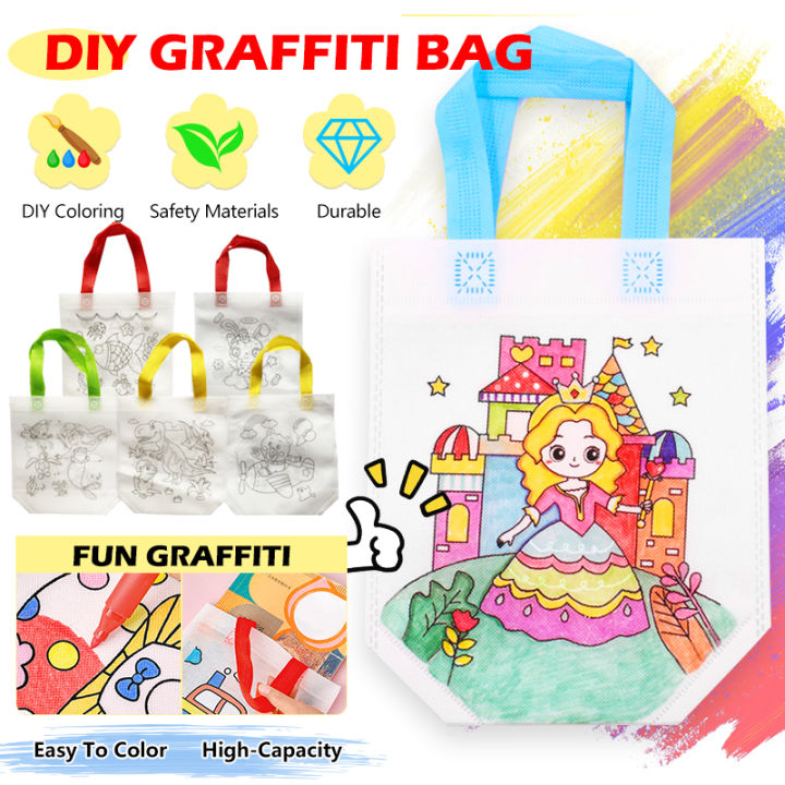 Kids DIY Painting Bag Graffiti Double or Single sided Creative Drawing ...