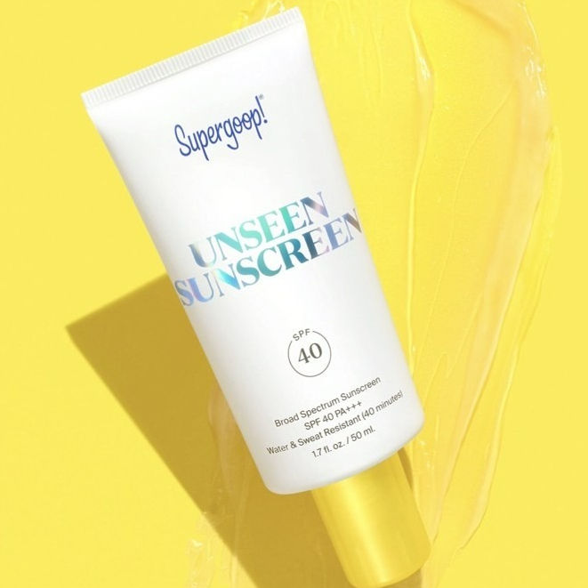Supergoop transparent and non-sensing two-in-one sunscreen clear pure physical sunscreen SPF40 ...