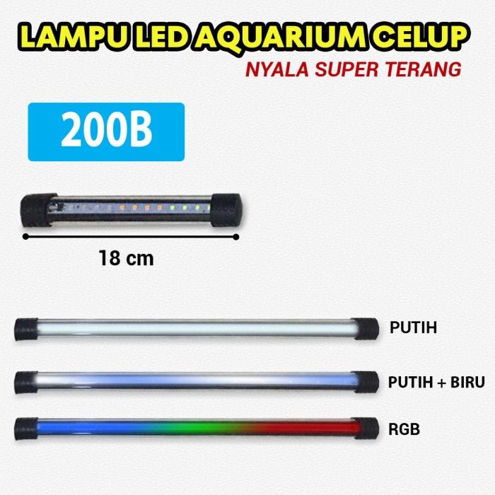 Lampu Aquarium Akuarium Aquascape LED Celup 20cm 30cm Warna Warni RGB ...