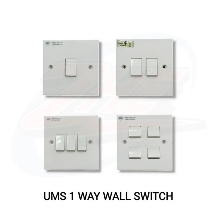 UMS 10A PVC 1 WAY 1 GANG 2 GANG 3 GANG 4 GANG WALL SWITCH BUTTON SOKET ...