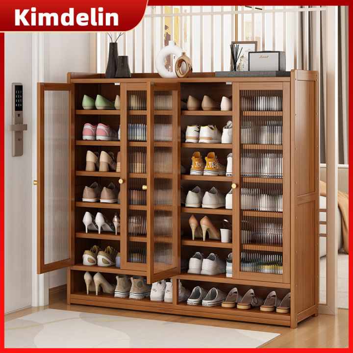 KIMDELIN ชั้นวางรองเท้าไม้ที่แขวนรองเท้าไม้ไผ่,ชั้นวางของอเนกประสงค์ตู้ ...