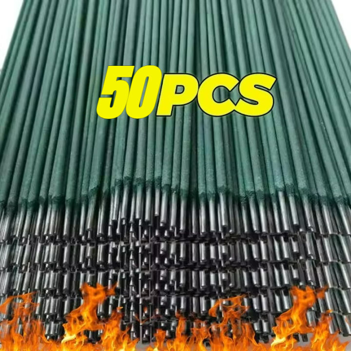 50Pcs Universal Green Welding Rod Electric Welding Solder Wires Rod Easy Melt Carbon Steel Cored ...