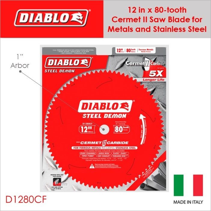 Diablo 12-inch x 80-tooth Steel Demon Cermet II Saw Blade for Ferrous ...