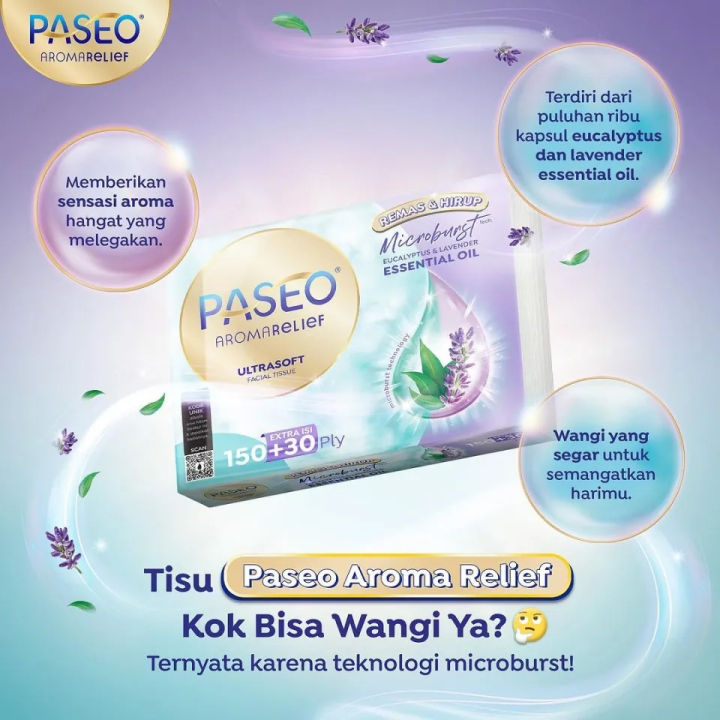 Tissue Paseo Aroma Relief Ultrasoft Facial Travel Pack 150 Ply with ...