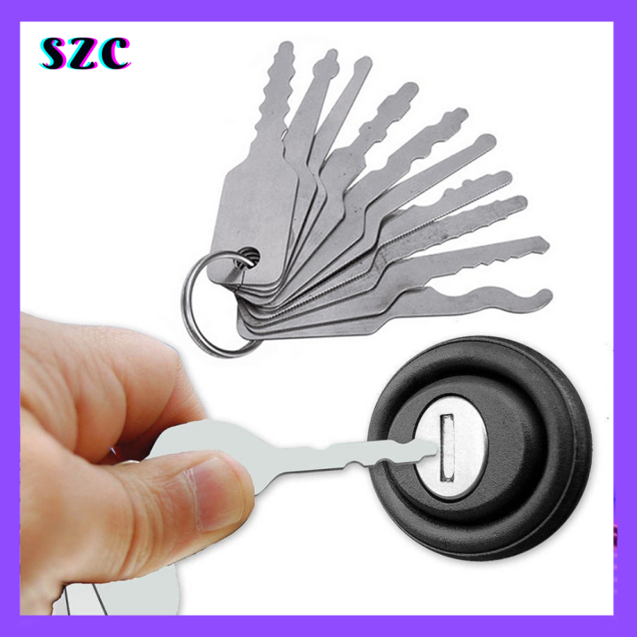 SZC 10 Pcs Keys Lock Pick Set for Double Sided Car Lock Opener Auto ...