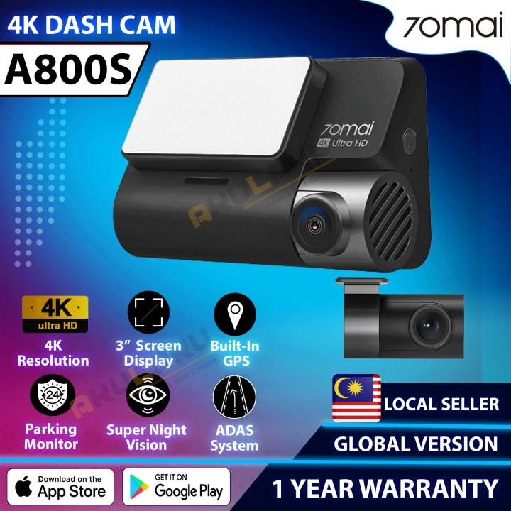 70mai A800s 4K HD Dashcam with RC06 Rear Camera 140° FOV Built-in GPS ...