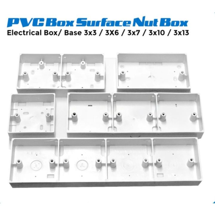 PVC Box Surface Nut Box/ Electrical Box/ Base 3x3 / 3X6 / 3x7 / 3x10 ...