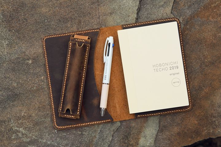 Personalized distressed leather hobonichi techo notebook cover vintage ...