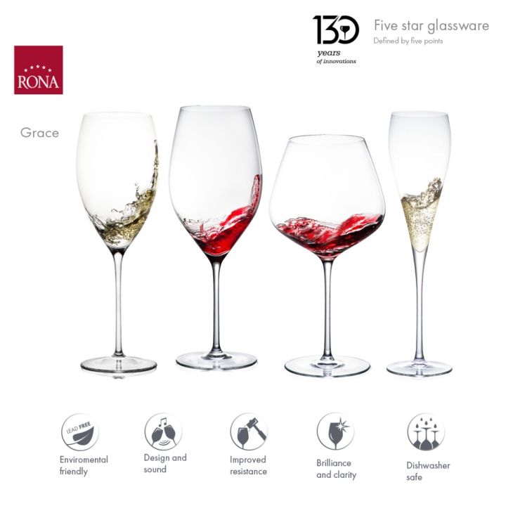 แก้วไวน์ แชมเปญ คริสตัล Rona Grace | Lazada.co.th